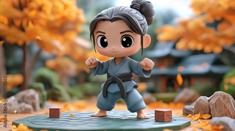 240801 78. Adorable clay determined teenager with dobok, full body ...