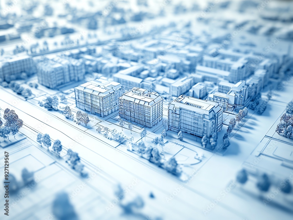 Blueprint of a mixeduse development, focusing on the skeletal ...