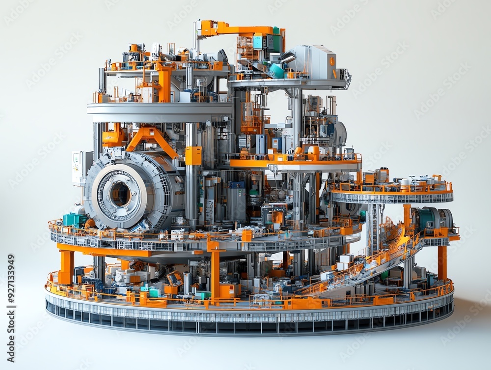 Artistic design of a machine that repurposes waste materials into new ...