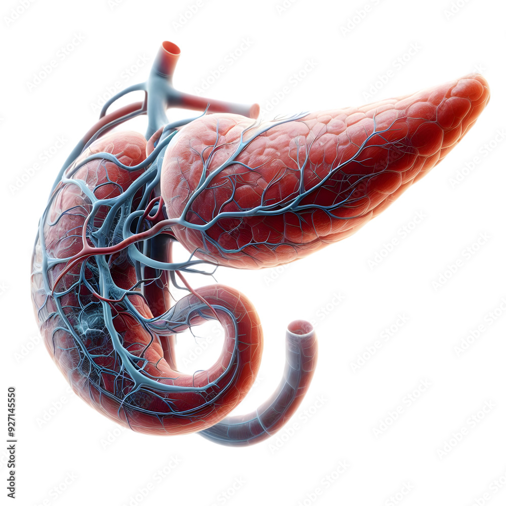 Detailed 3D Human Pancreas Transparent PNG for Use in Medical Education ...