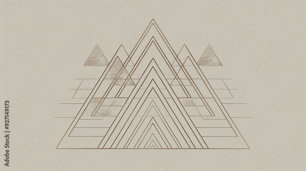 An abstract art piece with multiple overlapping triangles, all drawn in ...
