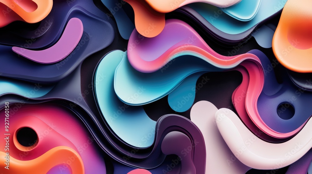 Vivid 3D abstract art piece featuring smooth, geometric patterns and ...
