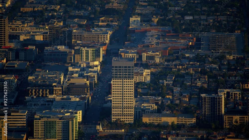 The camera tilts up from a zoomed-in top view of Glendale city ...