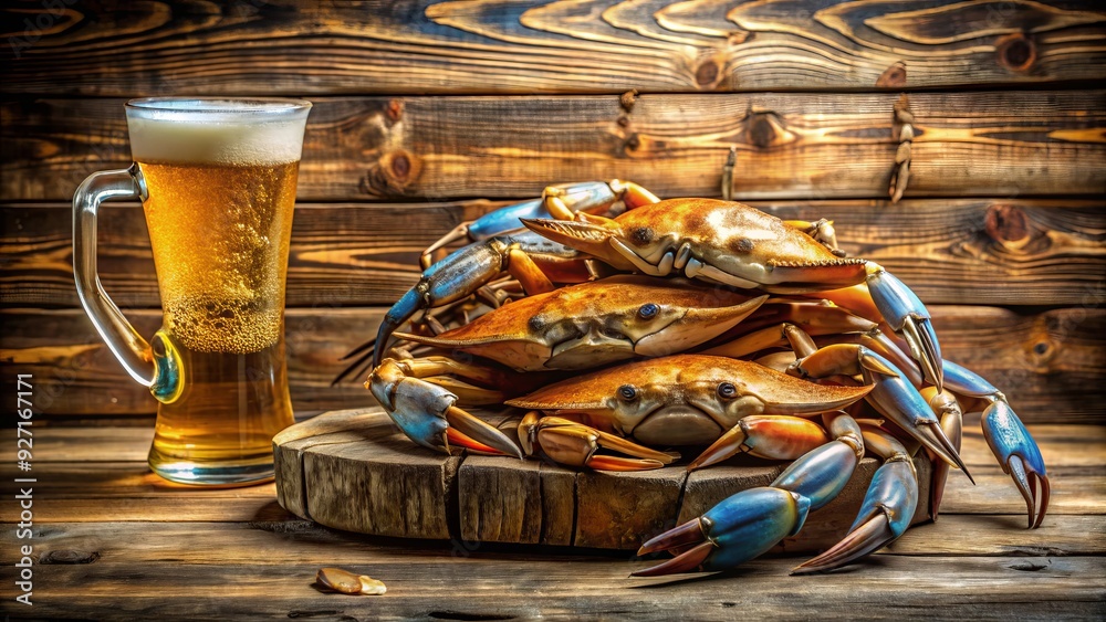 Maryland blue crabs and iconic Natty Boh beer artwork, vintage ...
