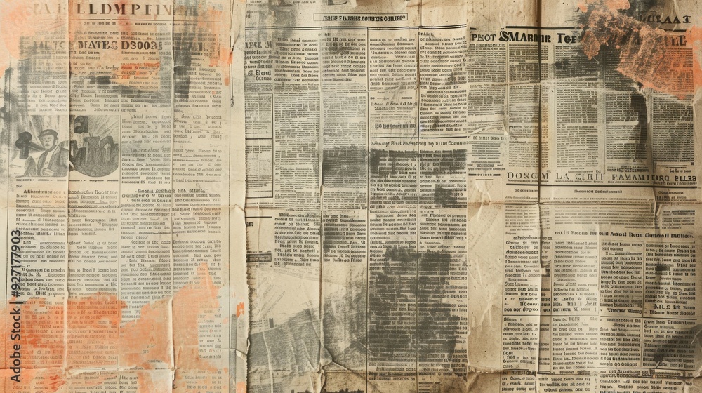 A close-up image of several aged newspaper pages from the early 1900s ...