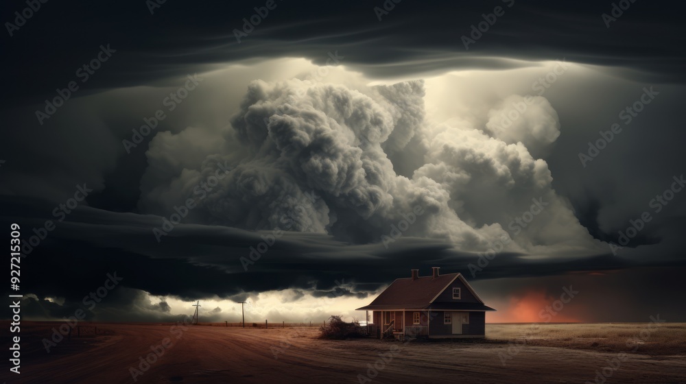 Twisted storm catastrophe cyclone cataclysm, vortex typhoon and single ...