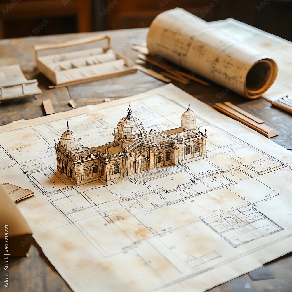 Ilustrace „Detailed plan of a cultural heritage site under restoration ...
