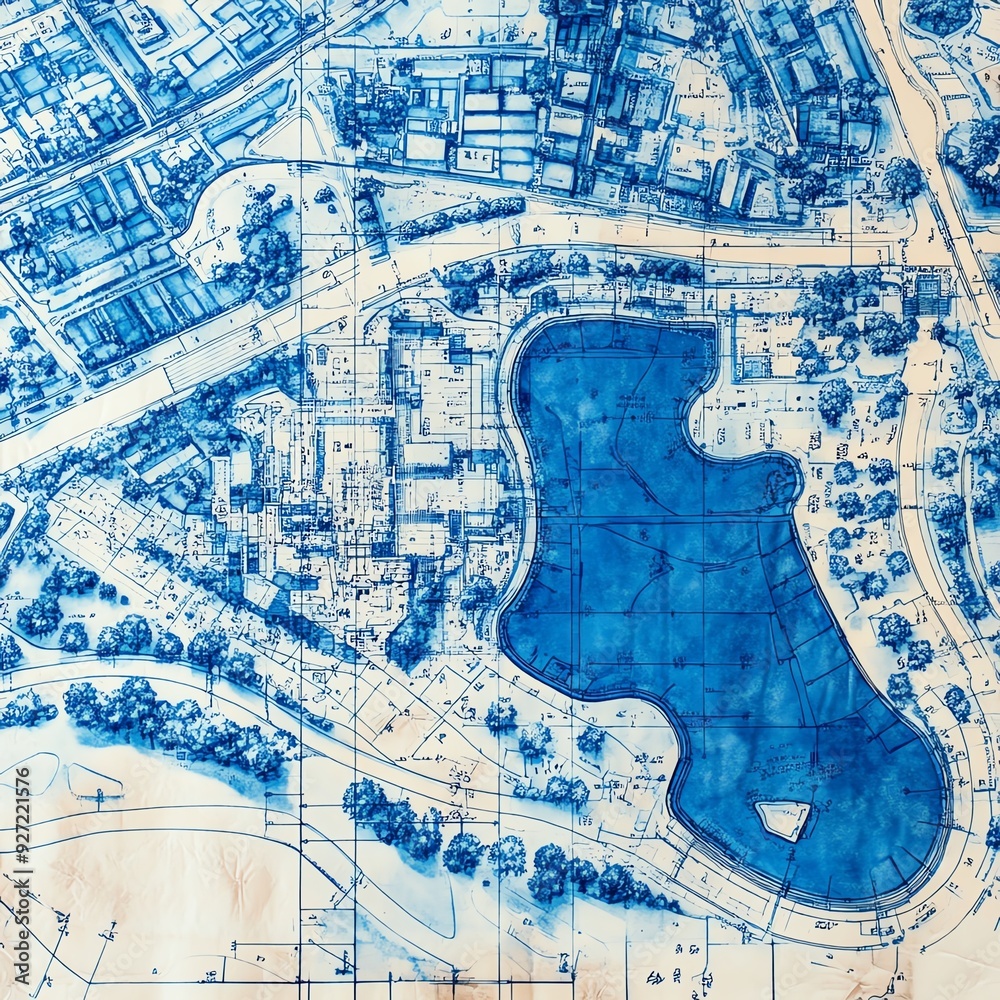 Blueprint of a city s stormwater management system, illustrating the ...