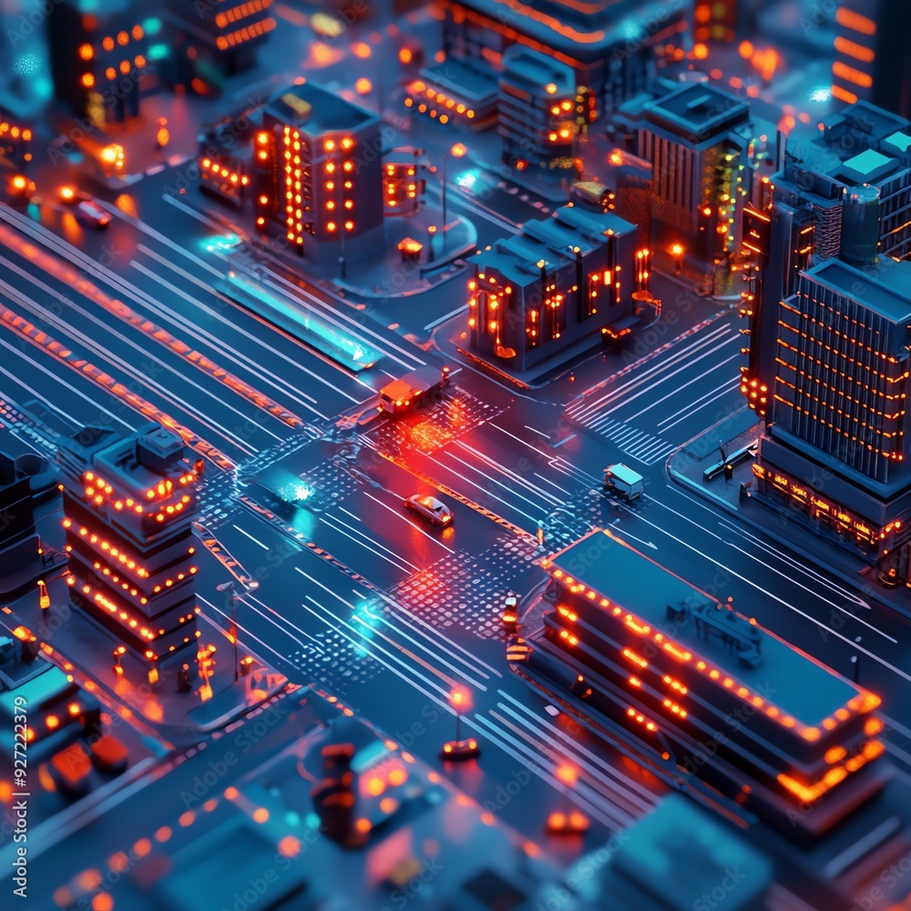 Detailed rendering of a patterned traffic control system, showcasing ...