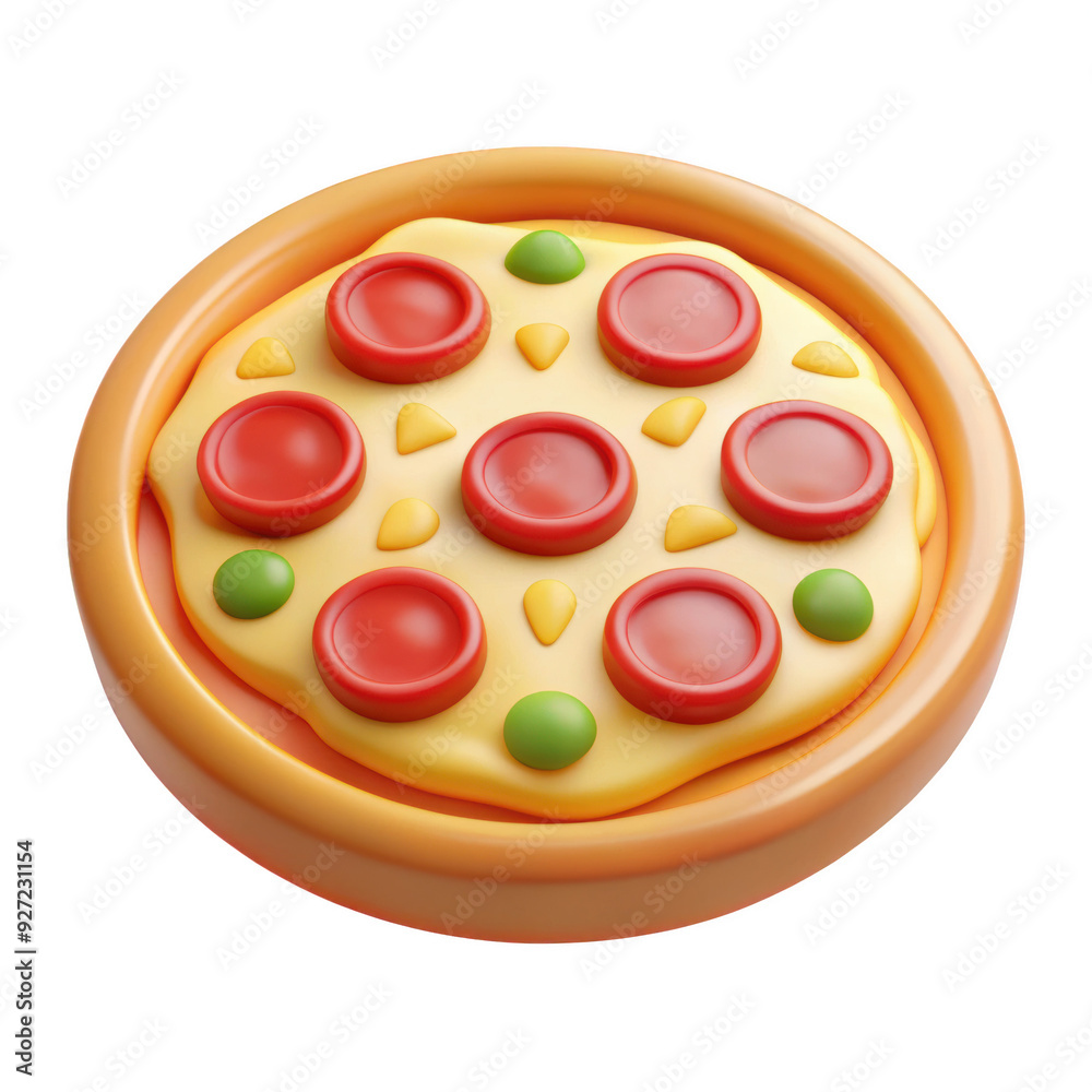 3D illustration of a pepperoni pizza icon featuring vibrant toppings ...