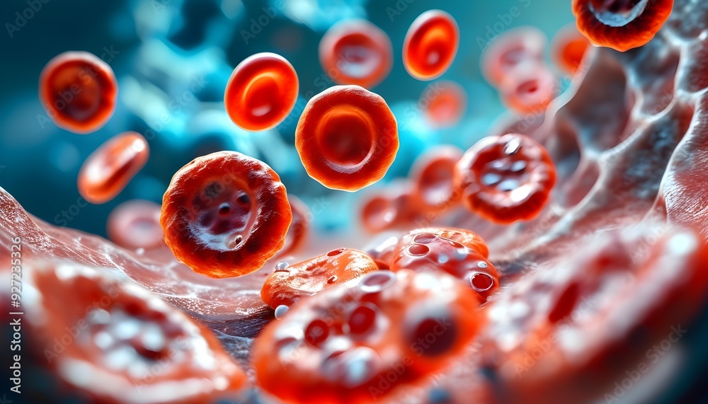 ภาพประกอบสต็อก The cellular structure of red blood cells and white ...