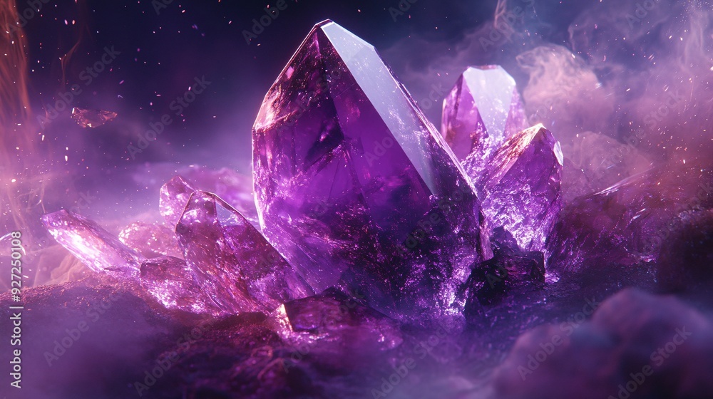 A mystical amethyst with swirling energy, shown as an ethereal gem icon ...