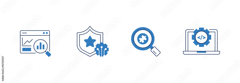 A comprehensive icon set depicting the pillars of data analysis ...