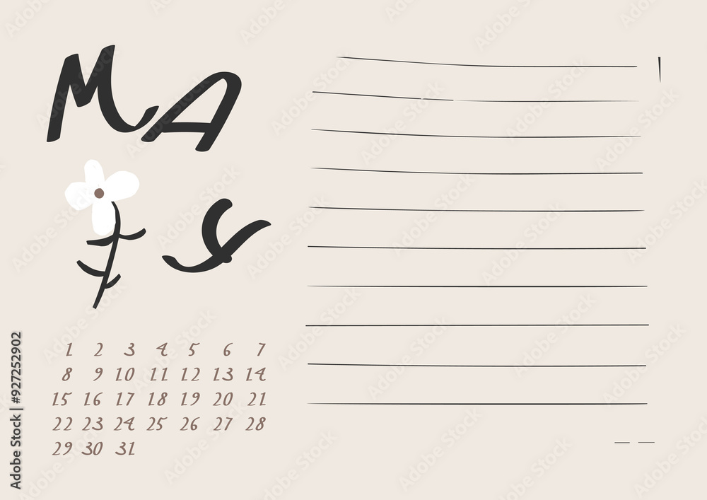 Monthly calendar in naive art. Calendar design for the month of May ...