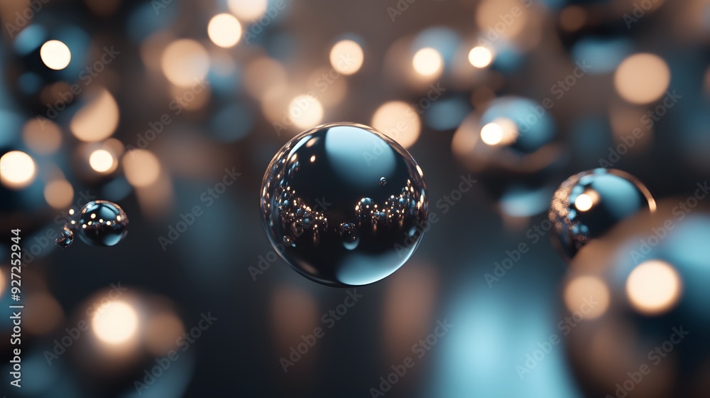 53. "A modern 3D background with floating, reflective spheres and ...