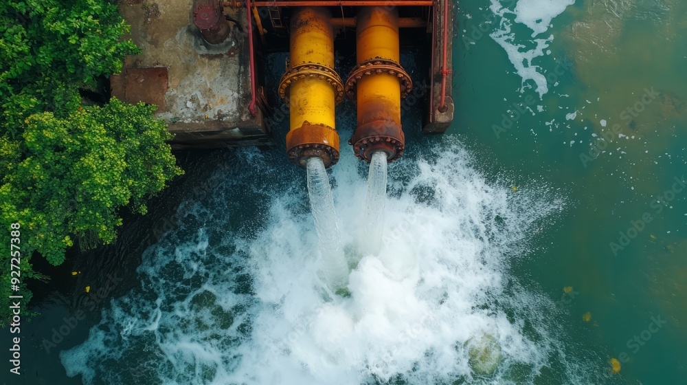 Industrial factories pour wastewater into rivers. causing wastewater ...