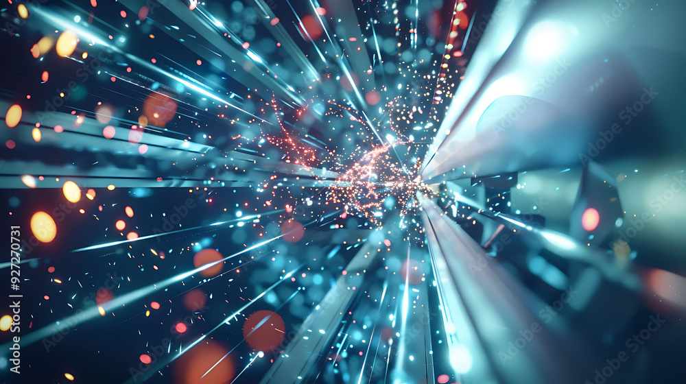 3d model of the Higgs boson interacting with particles in a particle ...