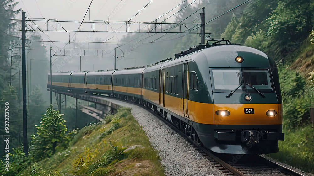open environment of beautiful nature with modern electric train ...