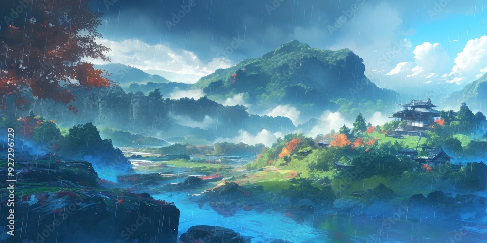 Ethereal Anime Autumn Rain: Innocent Girl Washing Clothes by Misty ...