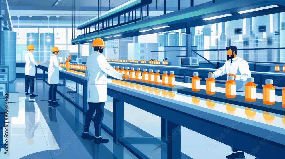 Cartoon vector image of employees testing products for functionality ...