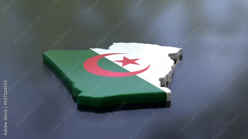 3d map of algeria with texture flag moon star. Illustration of algeria ...