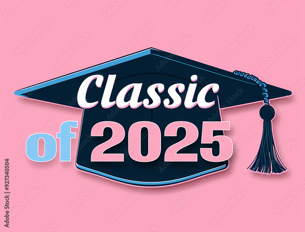 Silueta de birrete de graduación de secundaria sobre la frase Classic ...