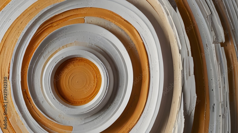 Concentric randomly offset white rings or circles steps fading out ...