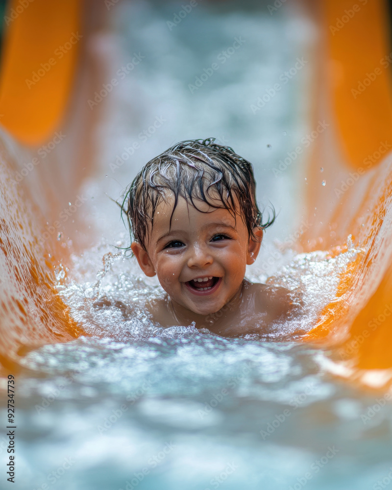 Professional photo of a child having the best time ever in a water ...