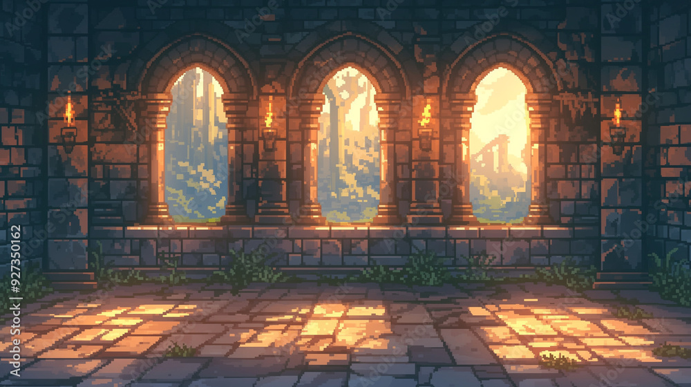 A collection of pixel art tiles for a 2D dungeon game, including ground ...