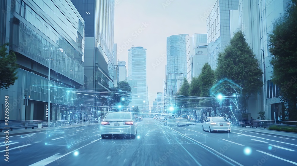High-tech urban environment with AI-managed energy systems and ...