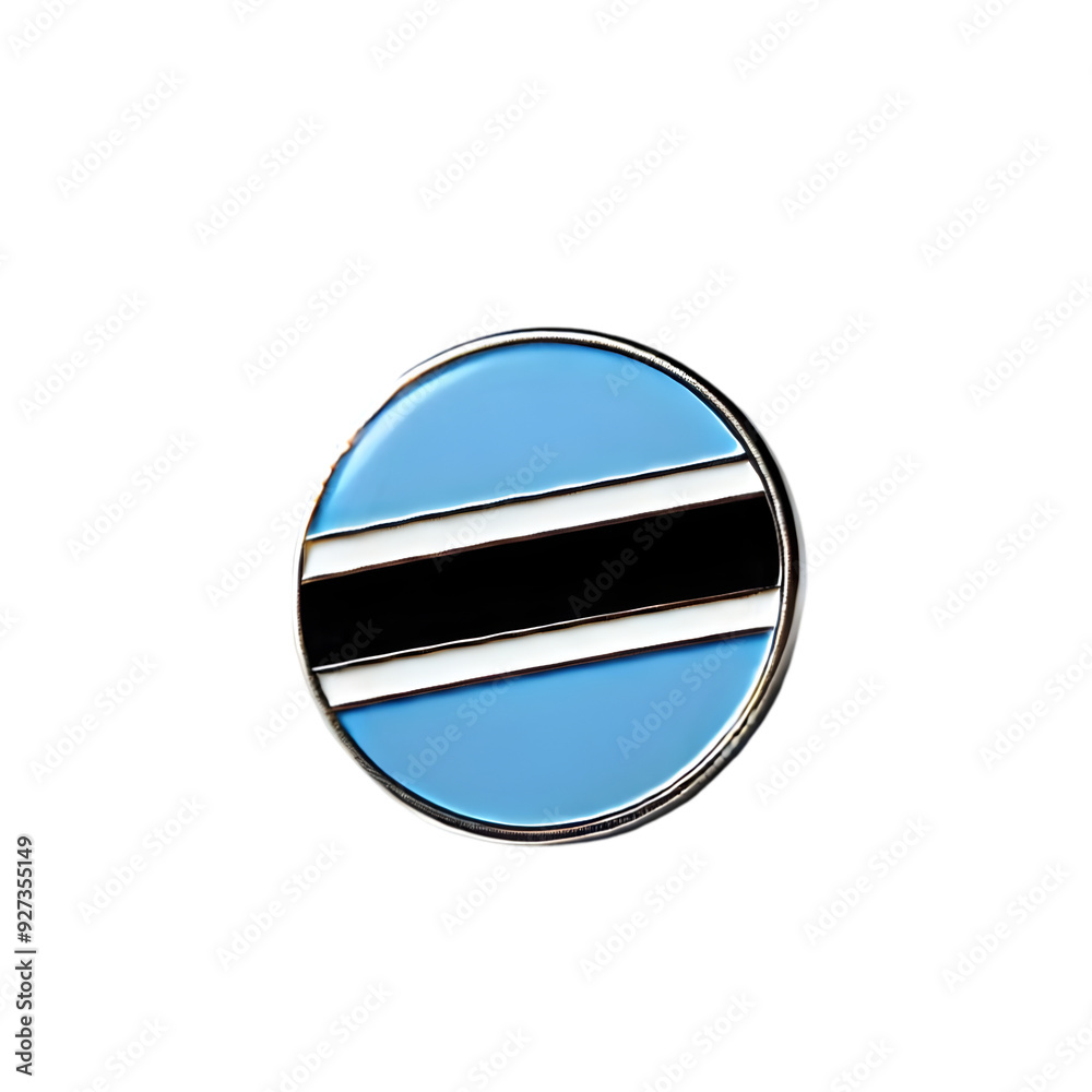 This enamel pin features the flag of Botswana, showcasing a light blue ...
