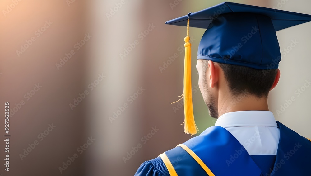 Graduate students with mortar caps standing in a row. selective focus ...