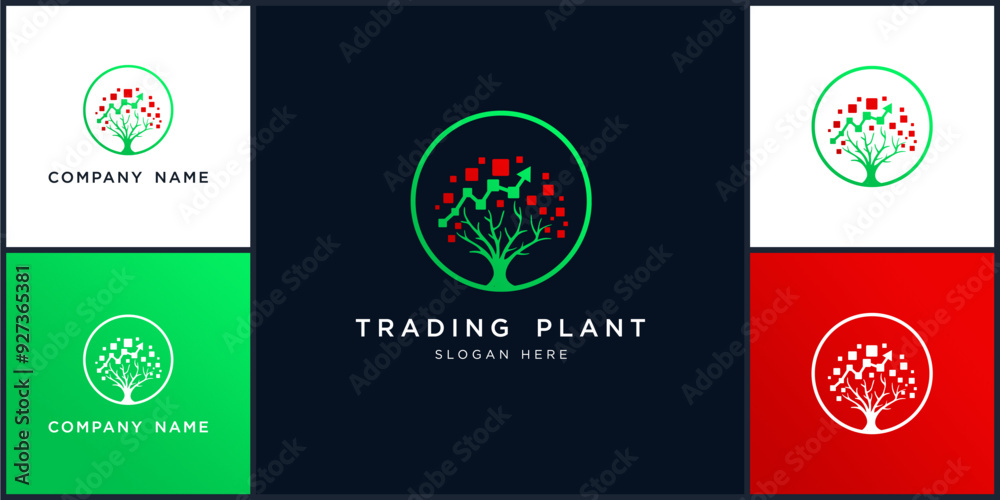 Vector of trading plant logo dan icon design template, can be used in ...