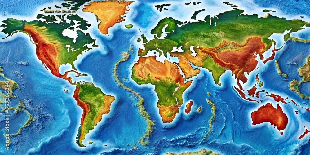 Vibrant illustration of the Earth's tectonic plates with Bali ...
