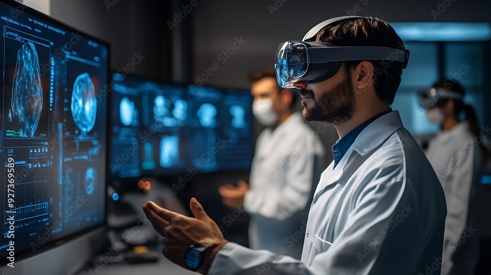 High-tech virtual reality education center with AI-assisted lessons and ...