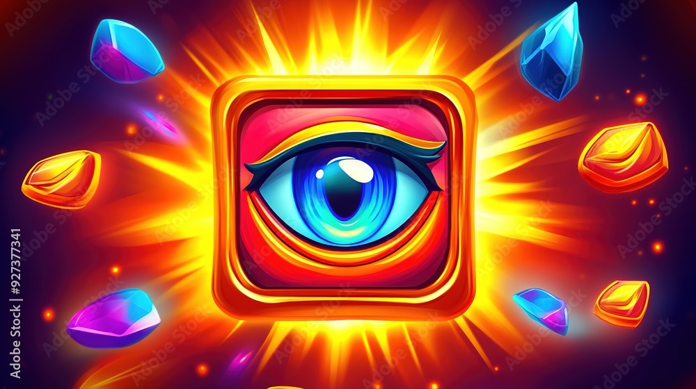 Square Slot Symbol with Bright Colors in Egyptian Style Featuring the ...