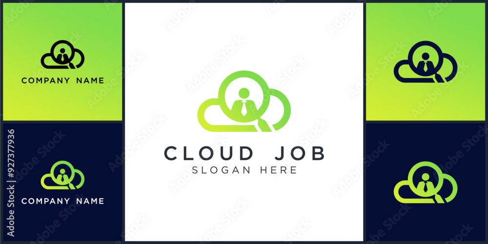 Vector of cloud job logo dan icon design template, can be used in ...