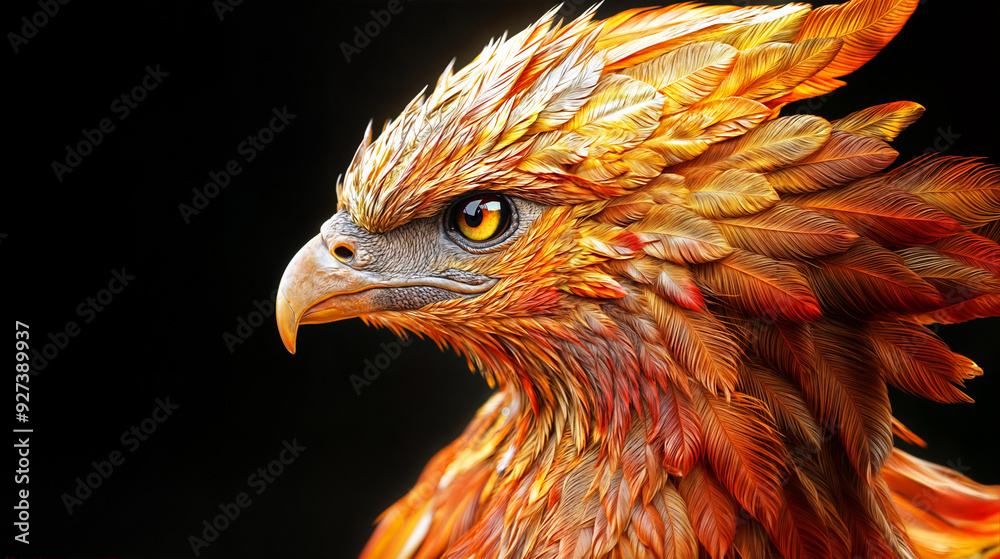 Vibrant Fiery Phoenix Illustration with Detailed Feathers and Intense ...