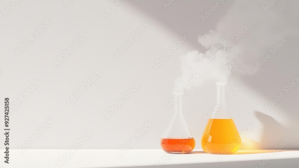 Lab setup with inorganic acids and bases, chemical substance ...