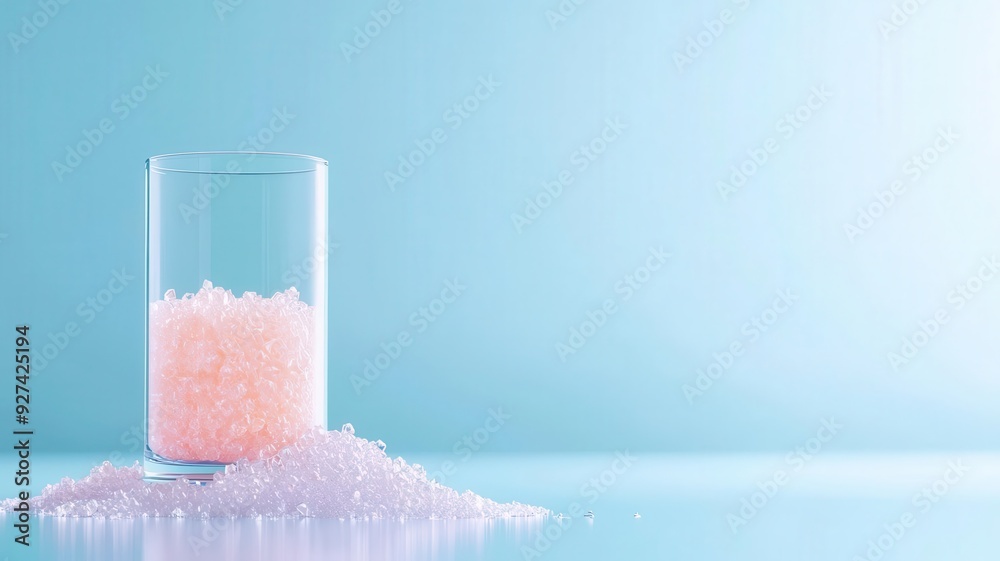 Lab experiment with copper sulfate crystals growing, chemical substance ...