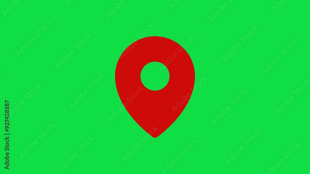 Animation of red map pointer pin marker location bouncing on chroma key ...