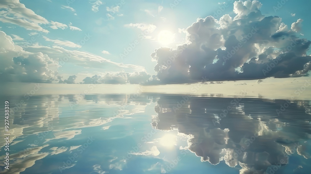 Explore the phenomenon of sky reflections. How do bodies of water or glass surfaces mirror the ...