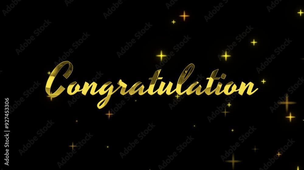 Congratulation animated text with particles and gold color ...