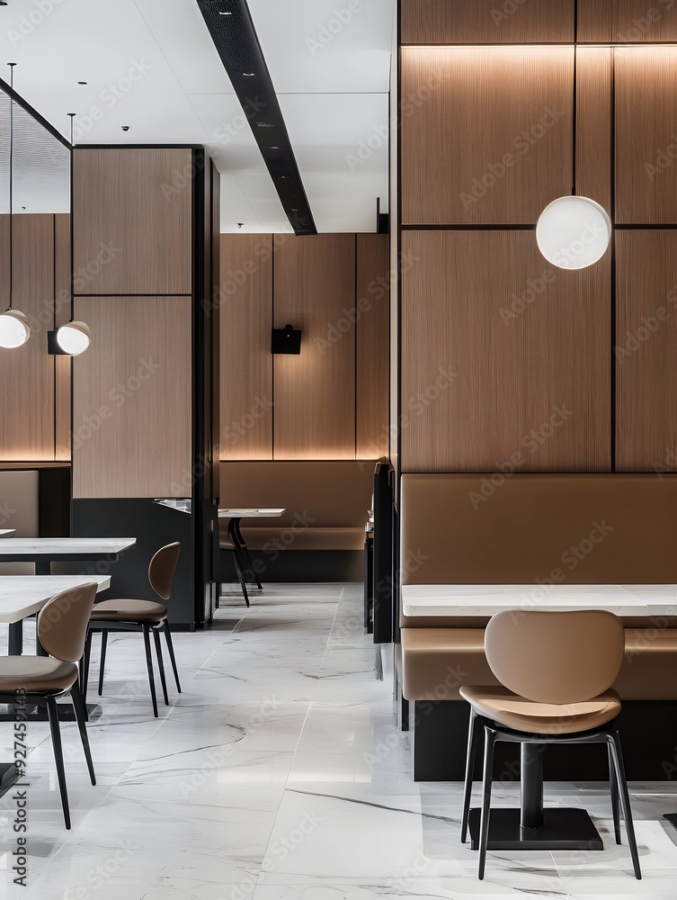 Interior, modern and minimalist food court interior design, white ...