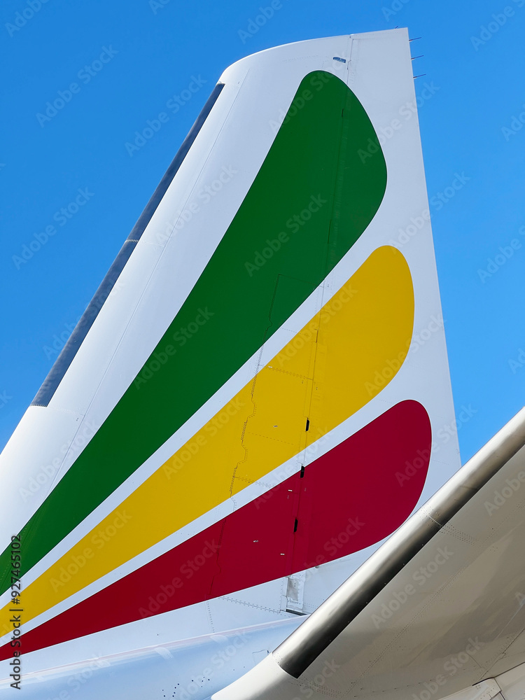 Ethiopian Airlines Airbus A350 Aircraft Tail Logo Closeup Stock Photo ...