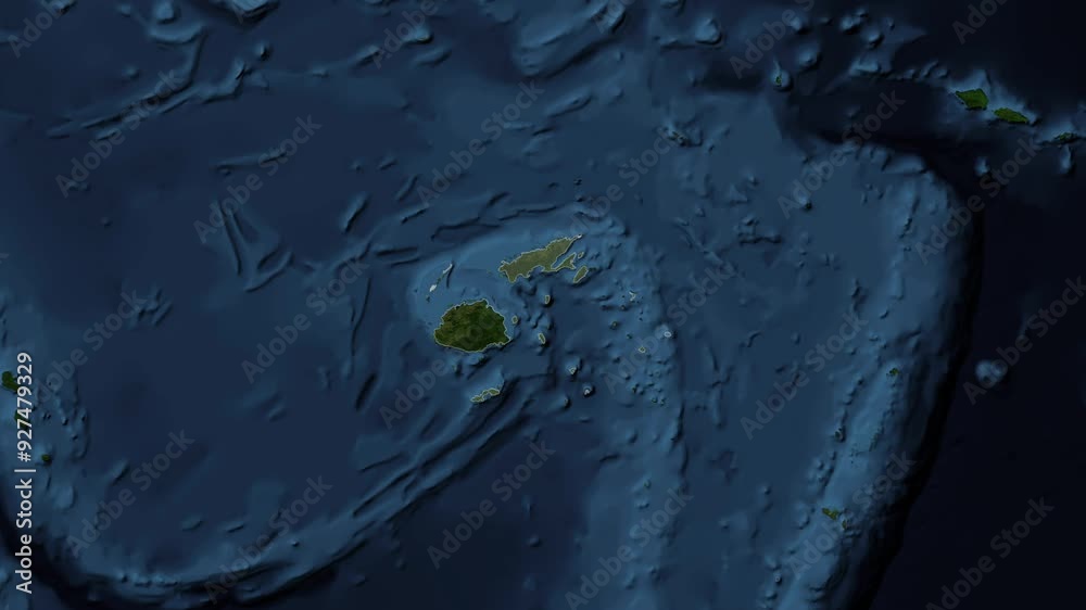 Zoom from Earth to Fiji. (Country) World map province animation with ...