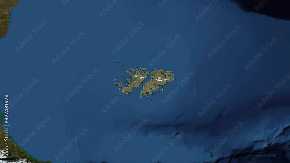 Zoom from Earth to Falkland Islands. (Highlighted) World map province ...