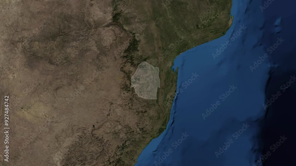 Zoom from Earth to Eswatini. (Highlighted) World map province animation ...