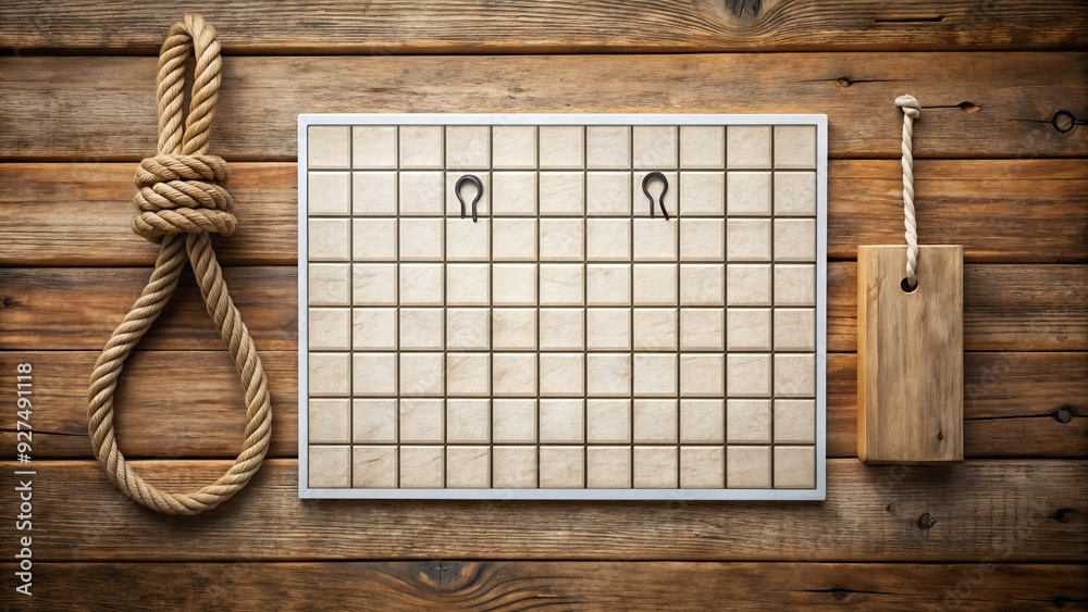 Classic word-guessing game setup with a blank spaces grid, hangman's ...