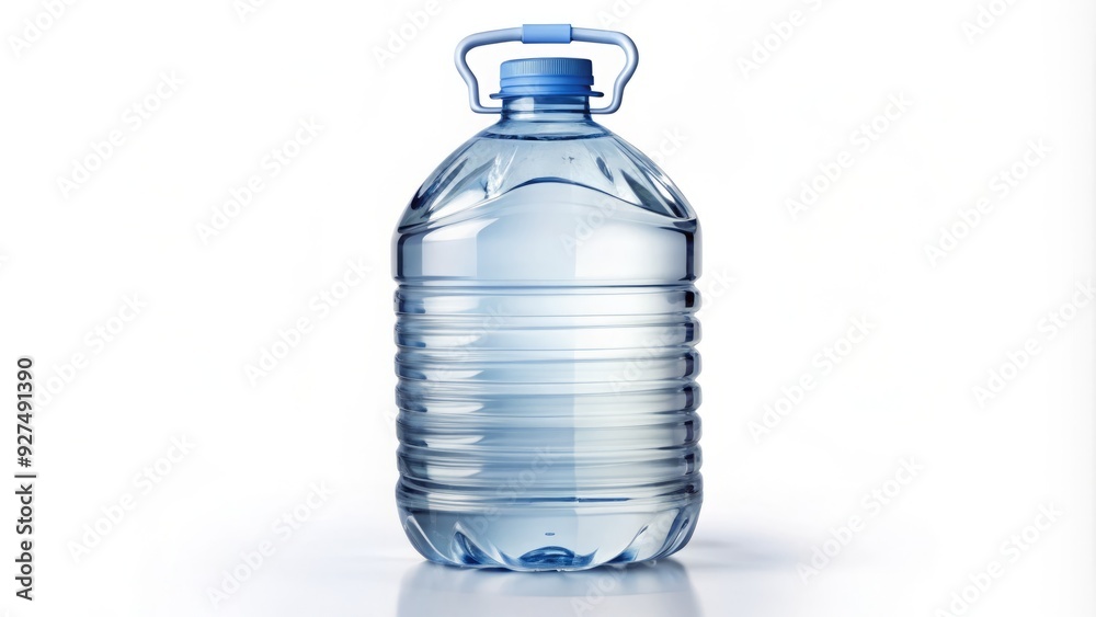 Clear plastic gallon bottle filled with pure refreshing water, placed ...